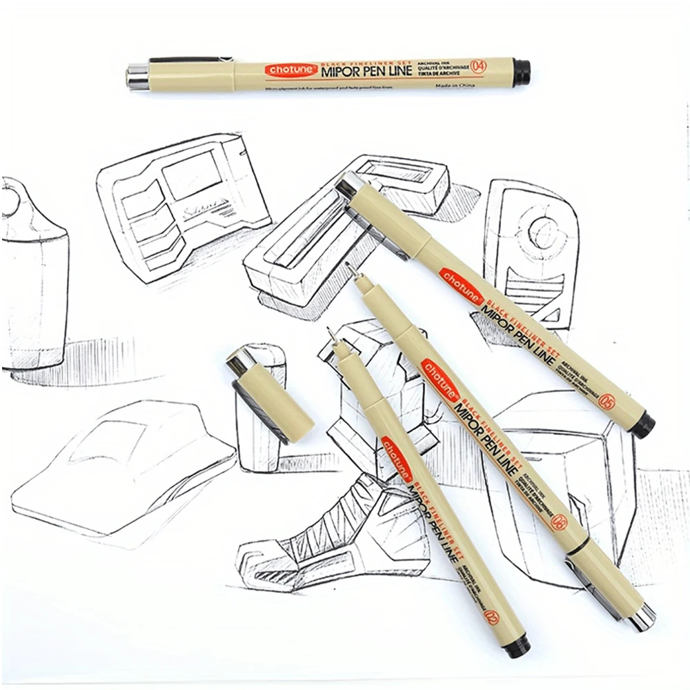 Micro Fineliner Drawing Art Pens: 12 Black Fine Line Waterproof Ink Set ...