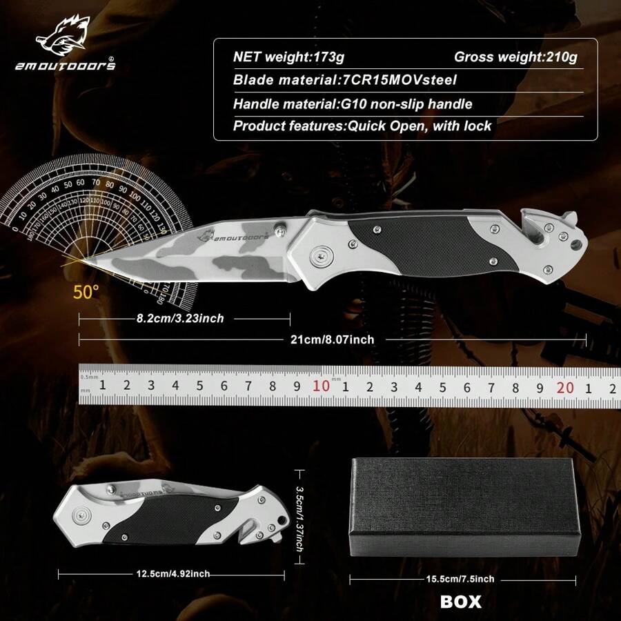 Outdoor Pocket Folding Knife With Locking Mechanism, 7Cr17Mov High ...