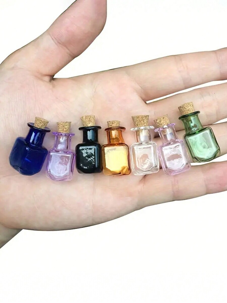 7pcs Mini Glass Rectangle Vials Set - Colorful, Assorted 7-Color Tiny ...