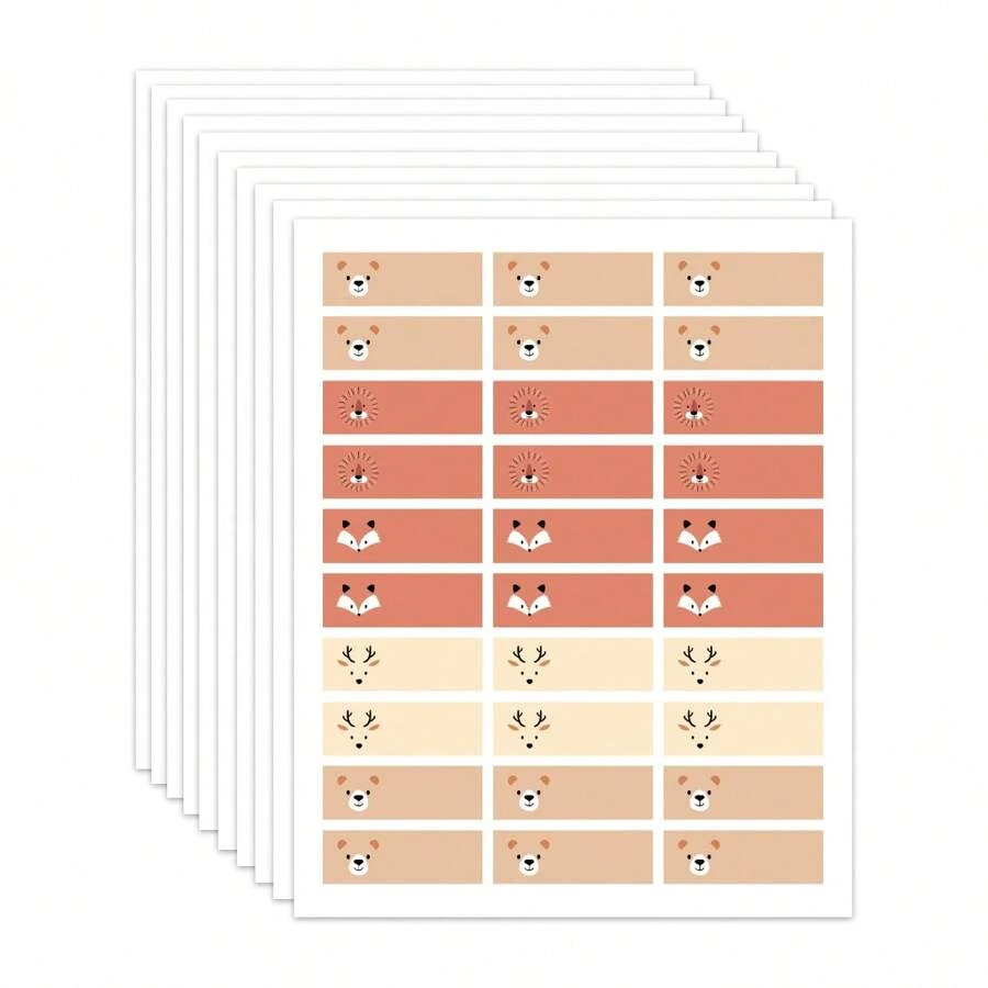 10 Sheets Animal Name Tags Stickers, Self Adhesive Jungle Animals ...