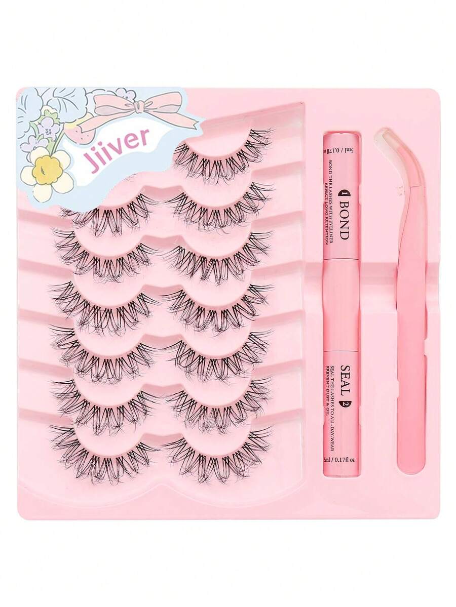 Jiiver Seven Pairs Complete False Eyelash C Curled Transparent Stem ...
