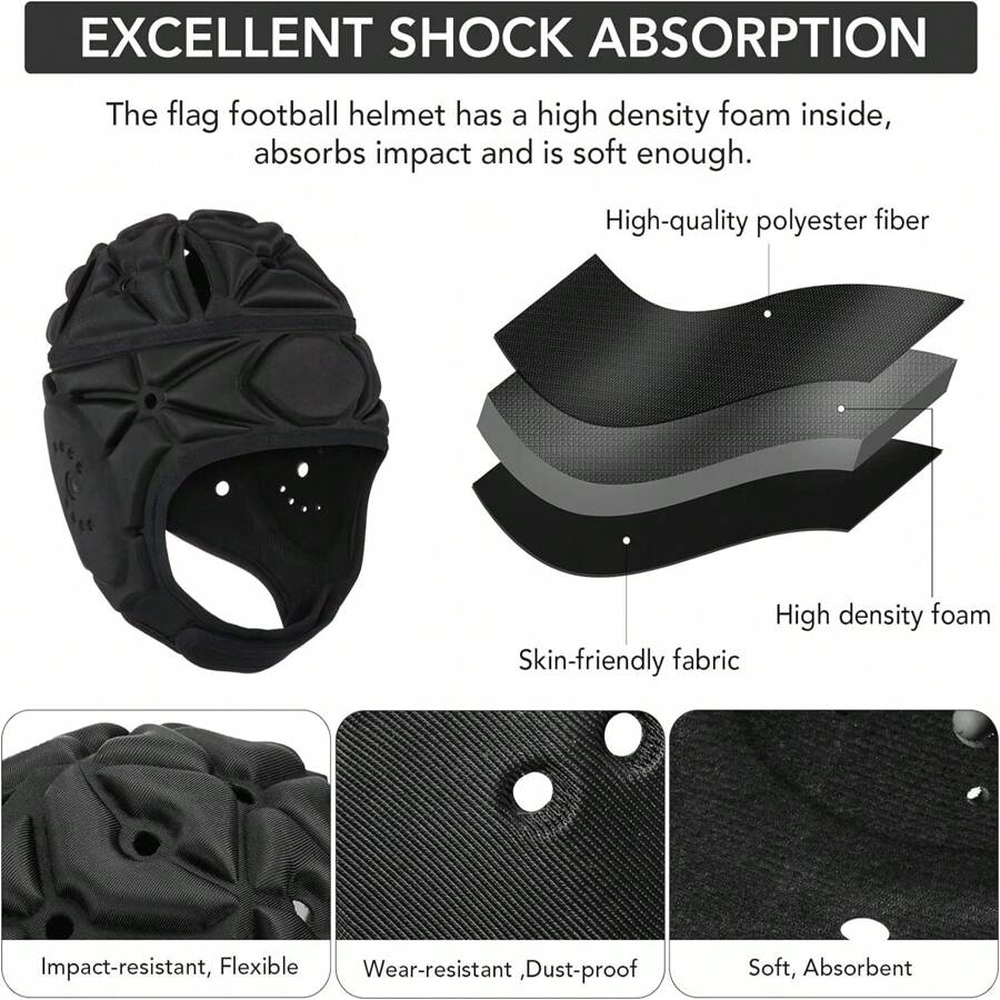 1pc Soft-Shell Protective Headgear 7 V 7 Rugby Helmet Padded Helmet ...