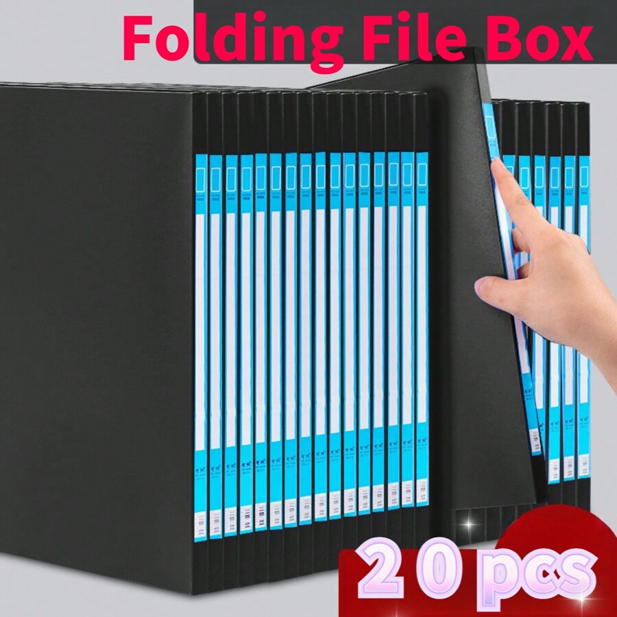 Large Capacity Foldable 75mm Blue Document Box, Thickened 55mm File Box ...