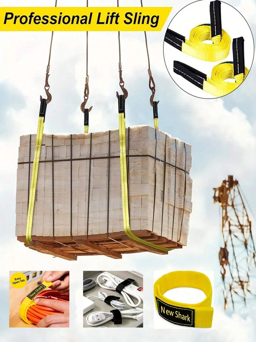 Heavy Duty Lifting Sling Strap-10ft Nylon Material With Flat Eye Design For Rigging, Hoisting ...