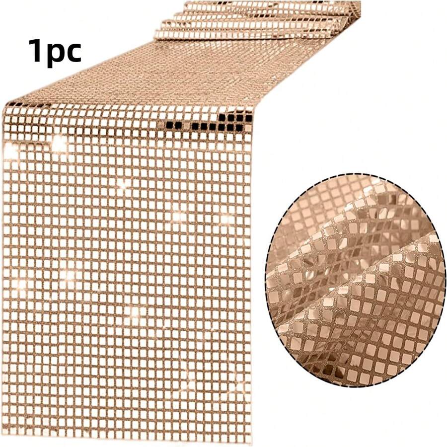 1/3/5pcs 33*183cm Gold Glitter Table Runner For Disco Party, Retro 70s 80s Theme, Disco Ball ...