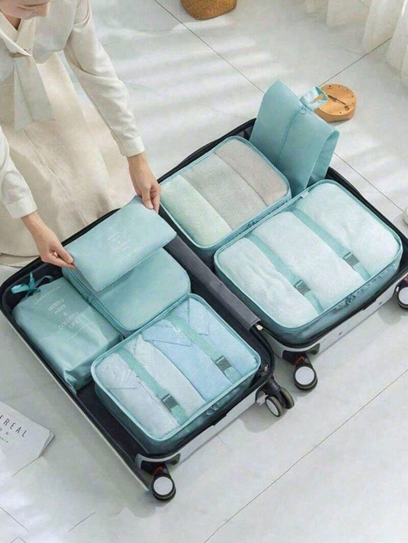 7-Piece Travel Luggage Packing Cube Organizer Set With Toiletry Bag ...