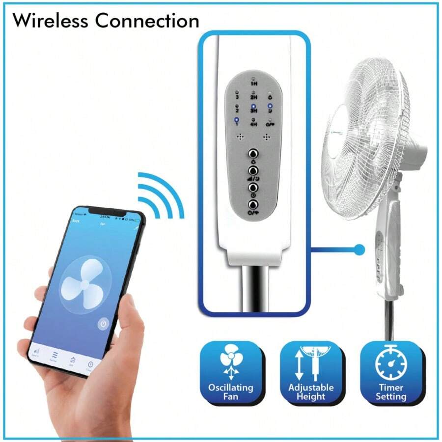 Technical Pro Smart Oscillating Pedestal Fan 3 Speed Portable 16 Inch ...