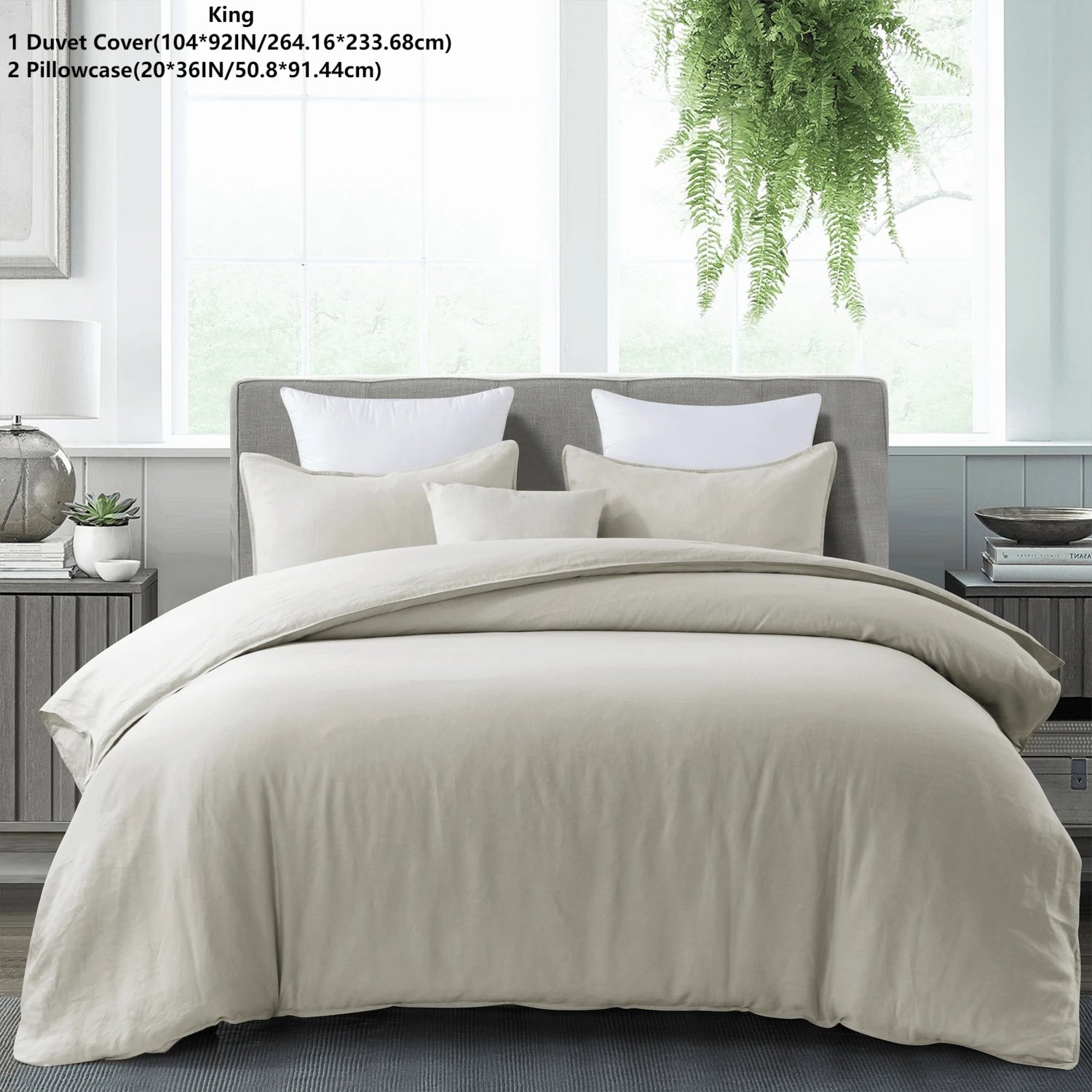 Linen Duvet Cover Set Of 3, Double Stitch Edge Bedding Set Includes 1 ...