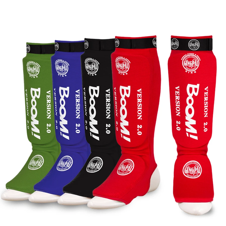GINGPAI Muay Thai Shin Instep Guards Knitted Leg Protection For Adults ...