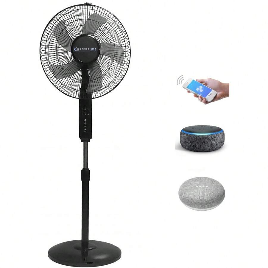 Technical Pro 16 Inch WIFI Oscillating Fan Black Voice Control Smart ...