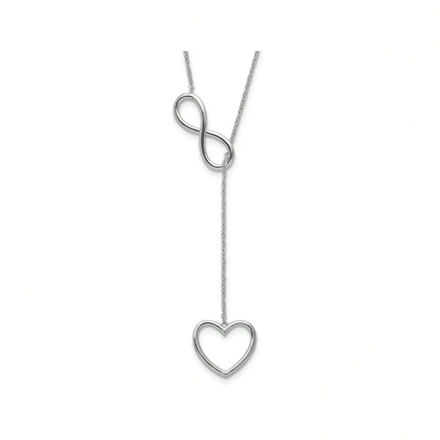 Gem And Harmony Sterling Silver Open Infinity And Heart Y-Drop Necklace ...