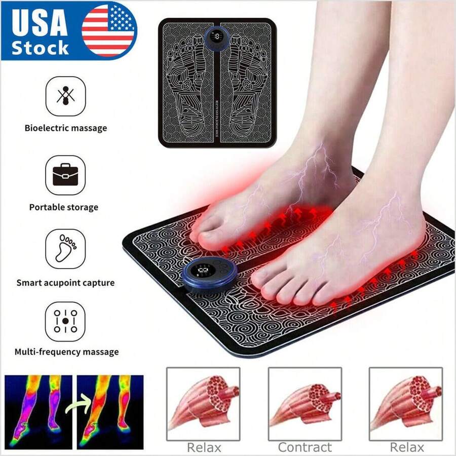 New Electric EMS Foot Massager Leg Reshaping Pad Feet Muscle Stimulator ...