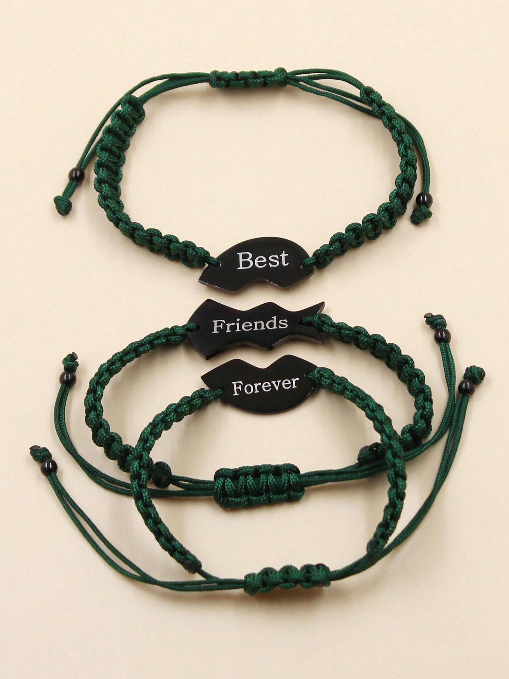 3 PCS Friendship Bracelets For 3 Best Friend Couples With Engraved ...