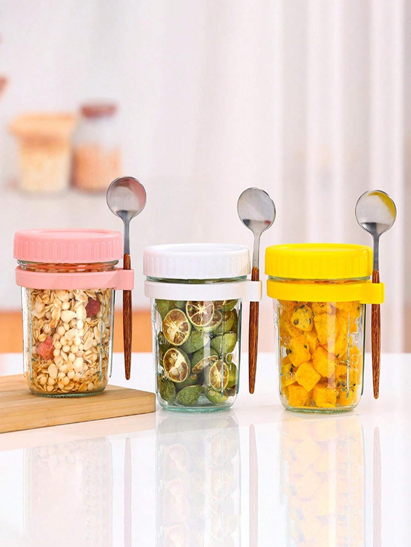 1PC 350ml Overnight Oatmeal Container With Lid And Spoon, Large ...