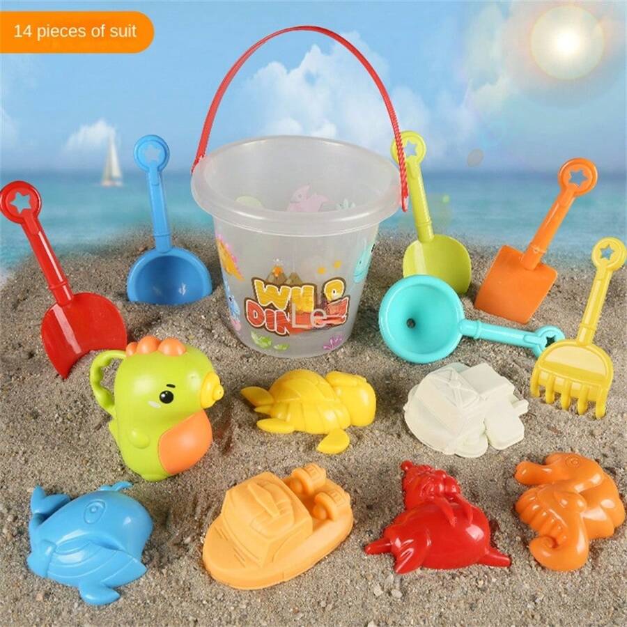 14 Pieces Sandpit Toy Set Toddler Beach Toys Sandbox Toy With Sand ...