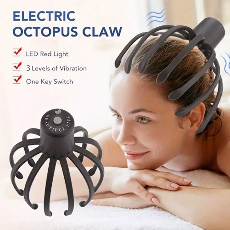 Portable Electric Scalp Massager - USB Rechargeable Handheld Octopus ...