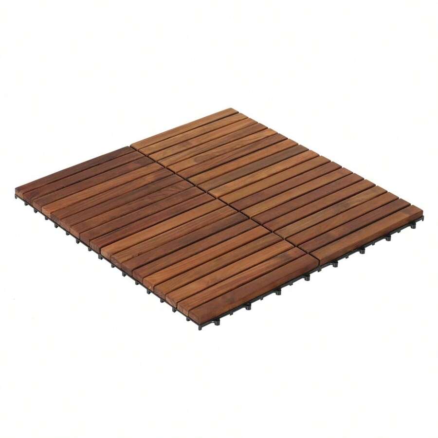 Floor Interlocking Flooring Tiles In Solid Teak Wood Oiled Finish (Set ...