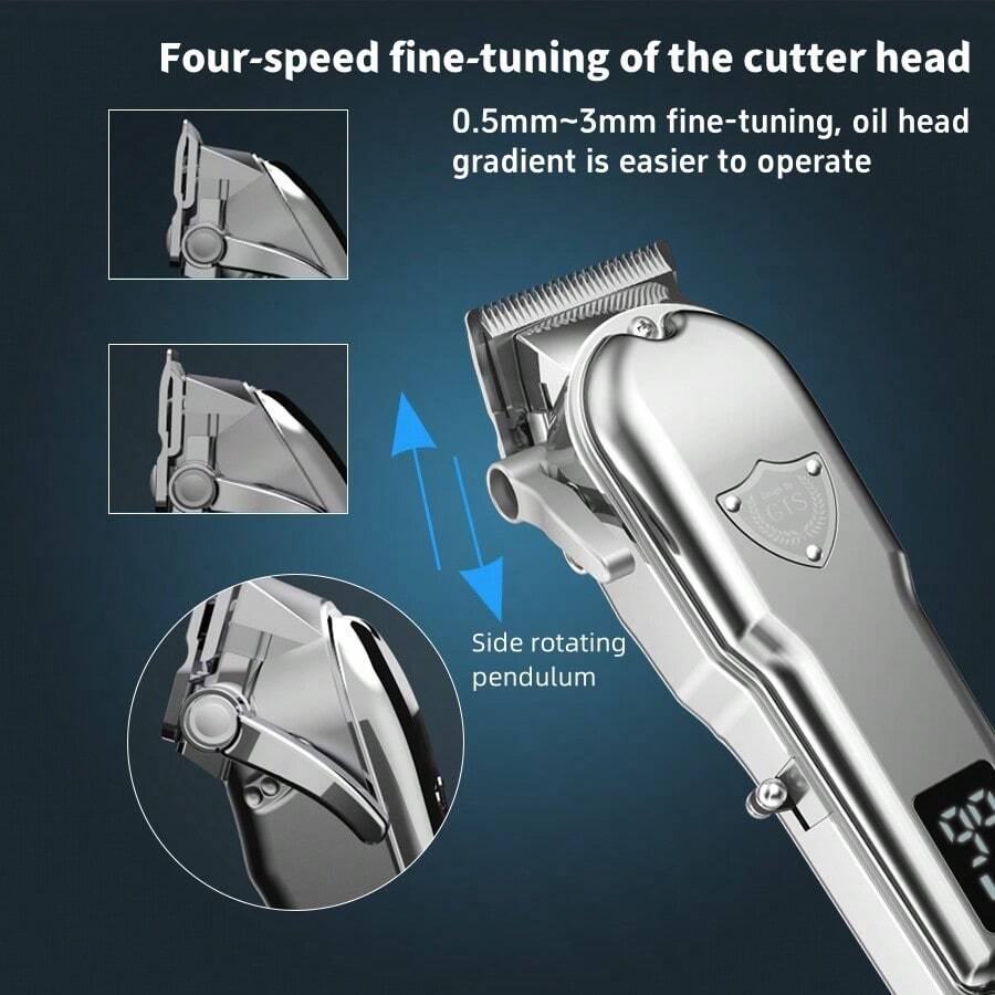 GTS Wireless Electric Hair Clipper With Digital Light Display 2000mAh Oil Head Razor Hair Salon ...