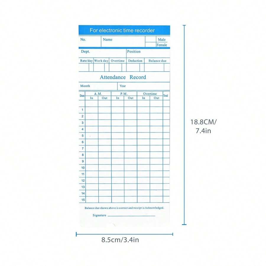 50pcs Daily Time Card, Clock Time Card, Employee Time Card, Time Card ...