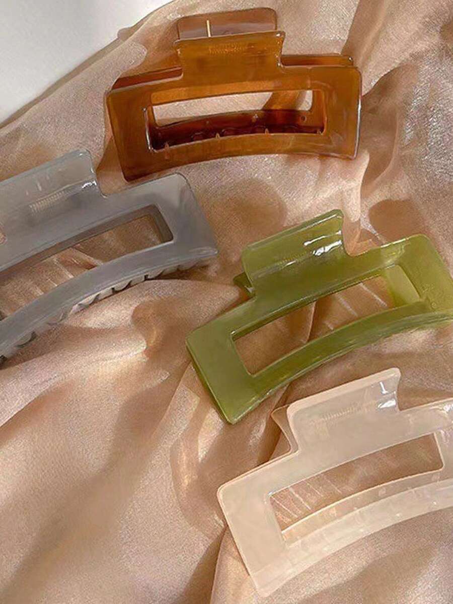 4pcs Jelly Hair Clips, Simple Square Shaped Hair Clamps For Women ...