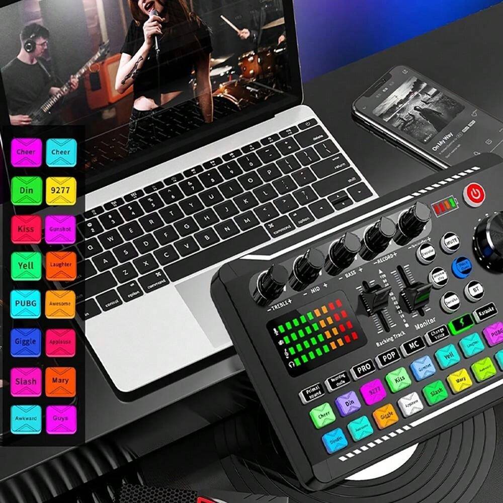 F998 Live Sound Card Wireless Bluetooth DJ Device RGB Color Button Live ...