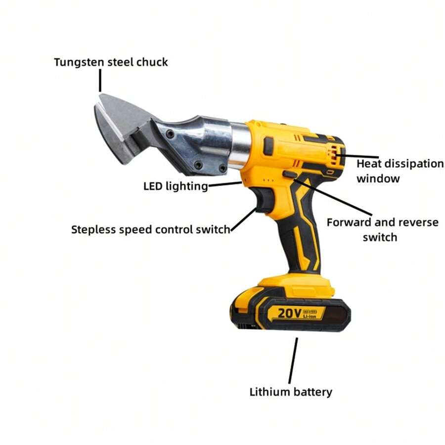 Electric 20V Cordless Metal Shears, Two Speeds, 400 Or 1400 RPM ...