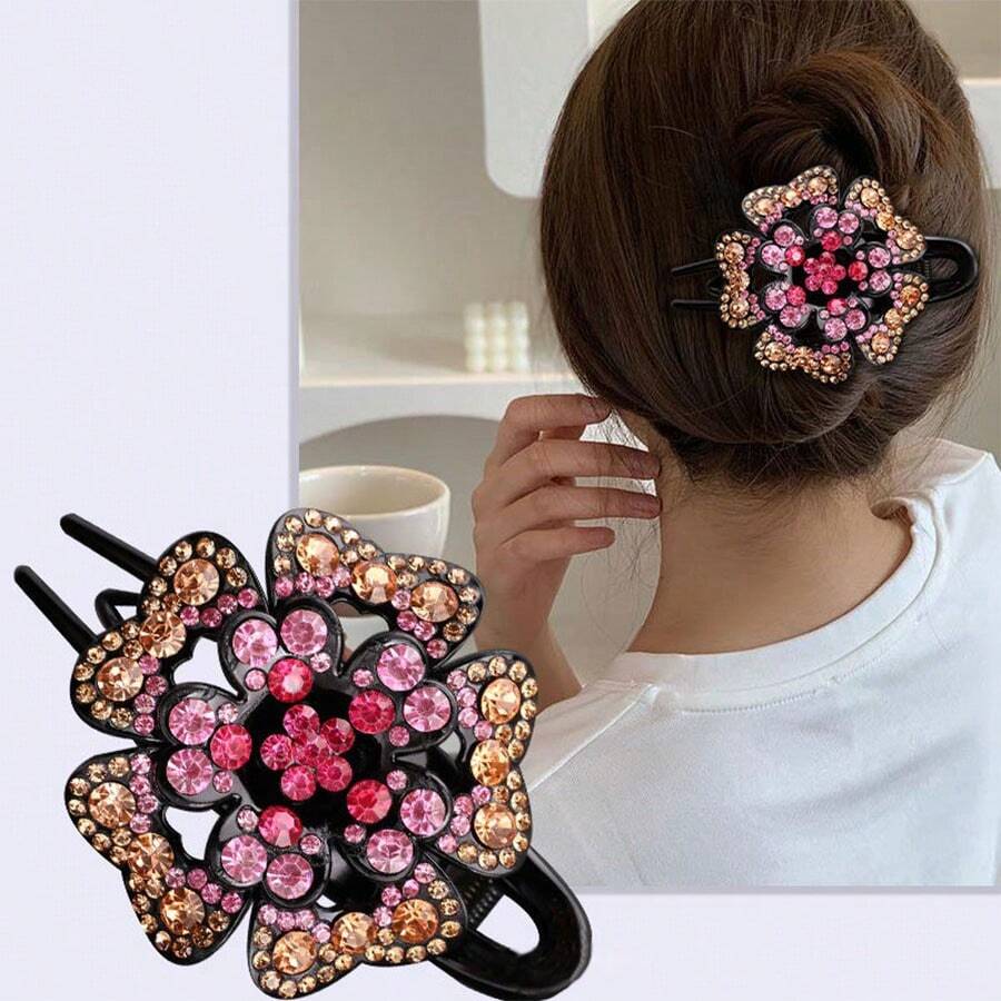 Crystal Heart Alligator Hair Clip Korean Hair Accessory, Three-Inch Hairpin, Medium-Sized Hair ...