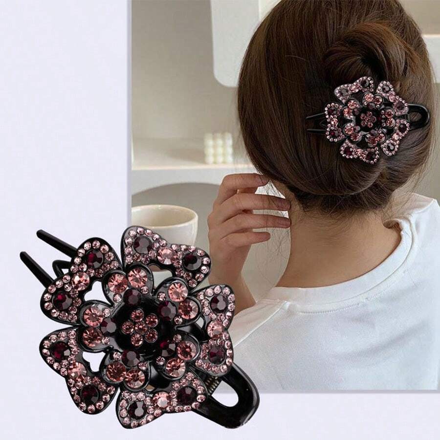 Crystal Heart Alligator Hair Clip Korean Hair Accessory, Three-Inch Hairpin, Medium-Sized Hair ...