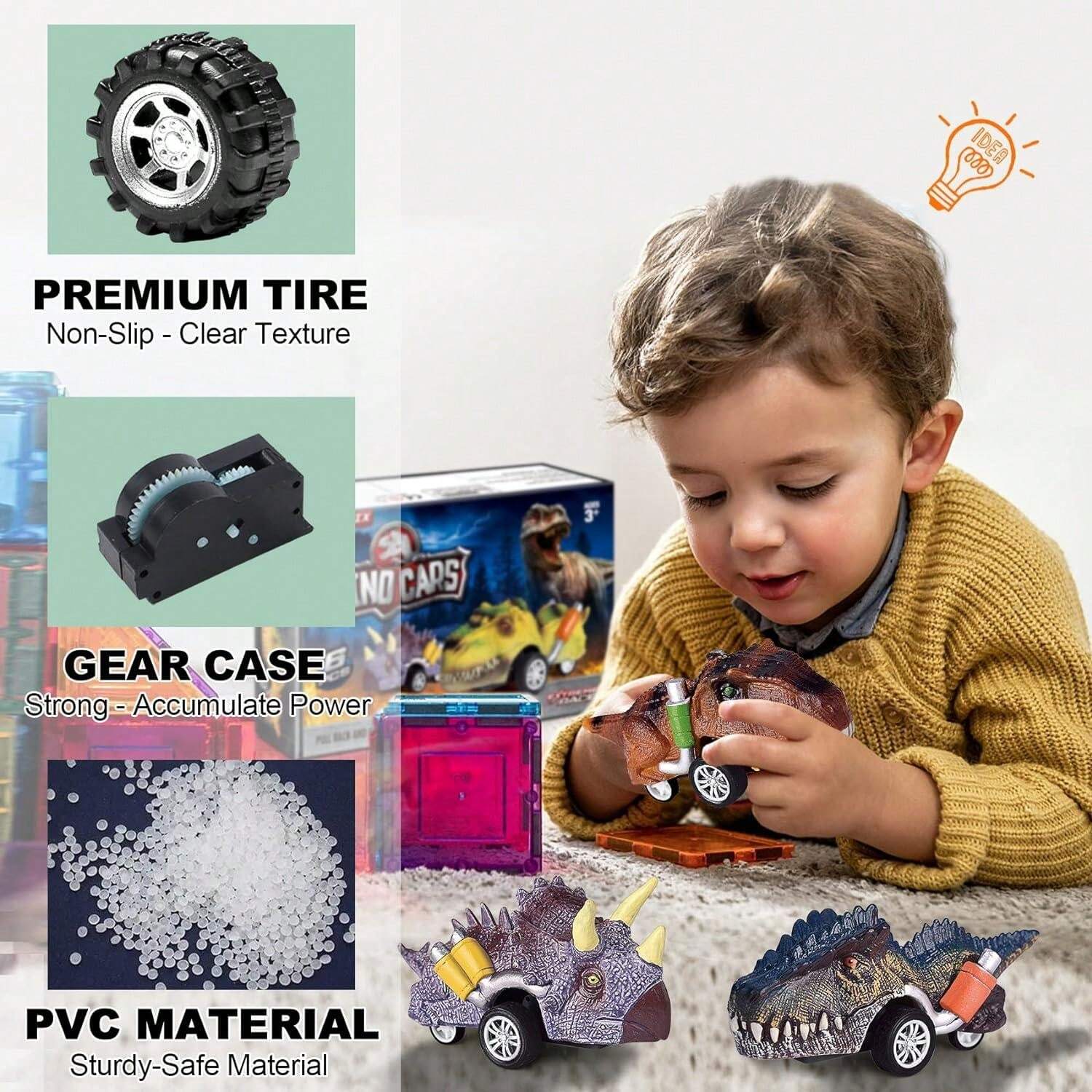 1pc Dinosaur Inertia Toy Car Set, 6pcs Dinosaur Shaped Toy Car Set, Children's Boy's Simulation ...