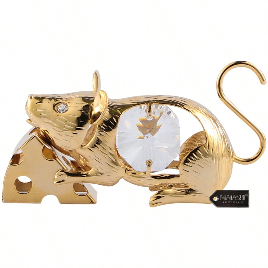 Matashi 24K Gold Plated Mouse W/ Cheese Year Of The Rat Ornament ...