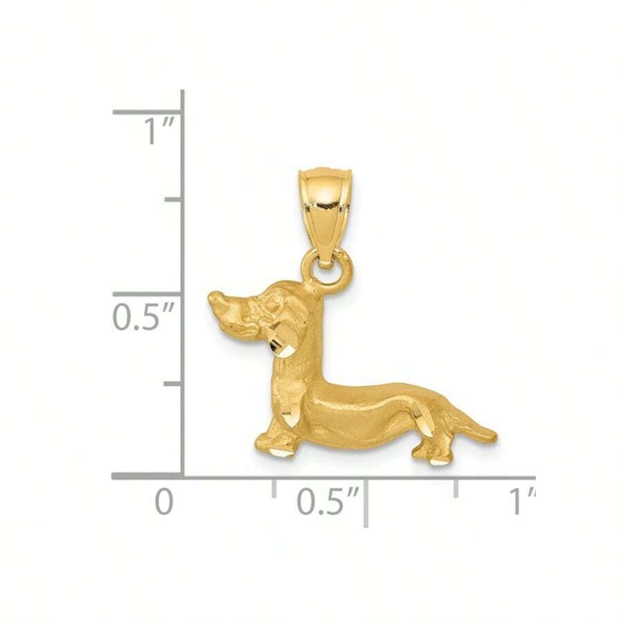 Gem And Harmony 14K Yellow Gold Diamond-Cut Dachshund Dog Pendant ...