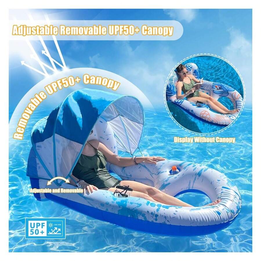 Upgraded Pool Floats Adult With Canopy Upf50+, Pool Floats Adult Heavy ...