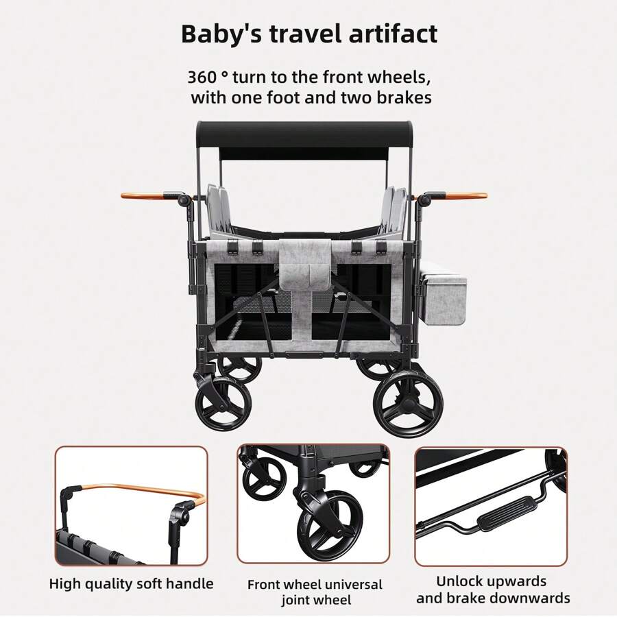 Quad Stroller Wagon (4 Seater)- Collapsible Wagon Stroller With Seats ...