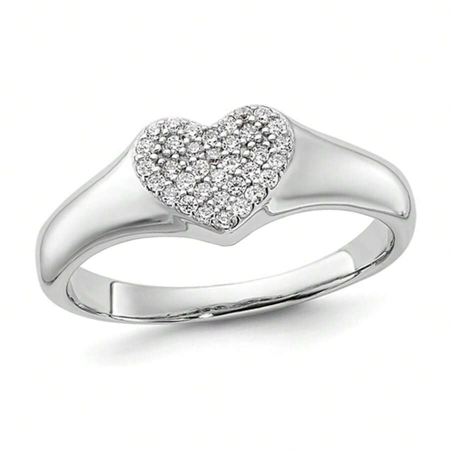 Gem And Harmony Sterling Silver Heart Promise Ring With Micro Pave ...