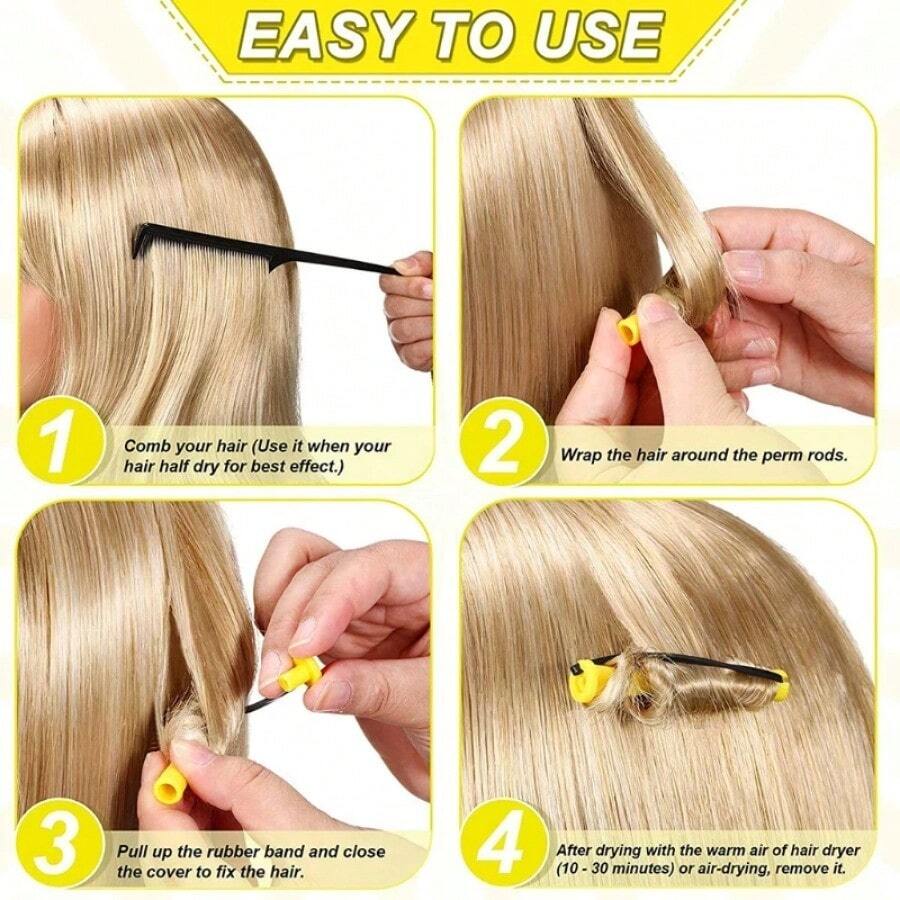 60pcs Hair Perm Rods Cold Rod Plastic Perming Rods Curlers Hair Rollers ...