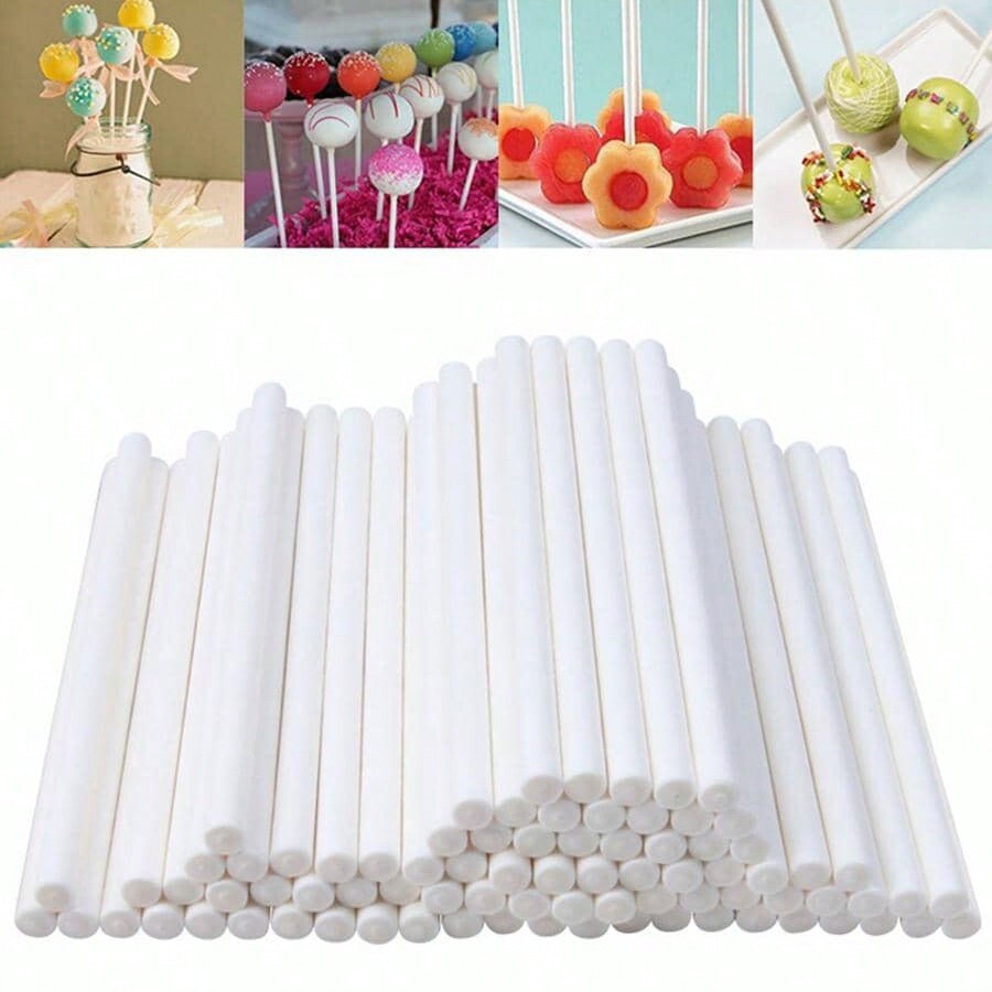50-200pcs/Bag Candy Lolipop Paper Sticks Chocolate Solid White Candy ...