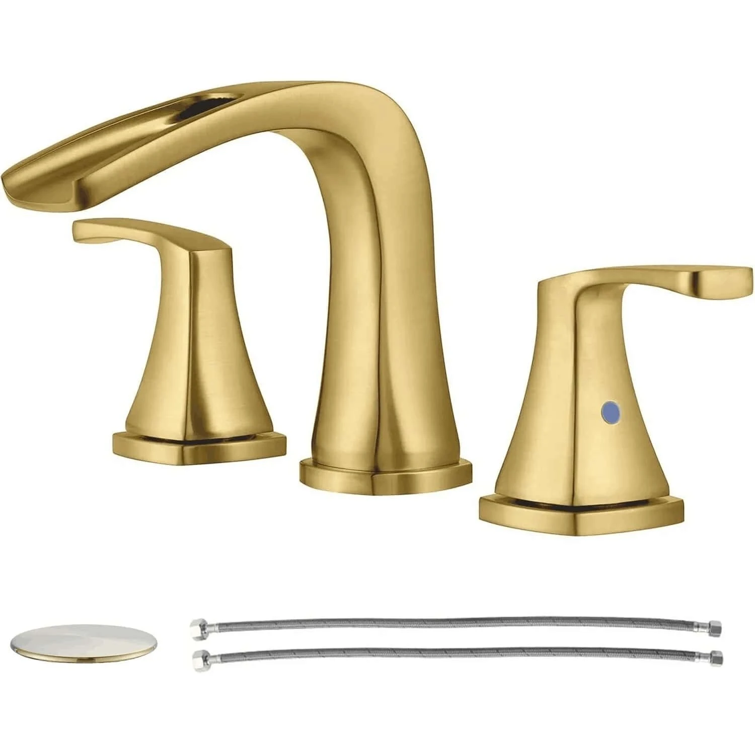 Bathroom Faucets, Brushed Gold 8" Widespread Waterfall Bathroom Faucet ...