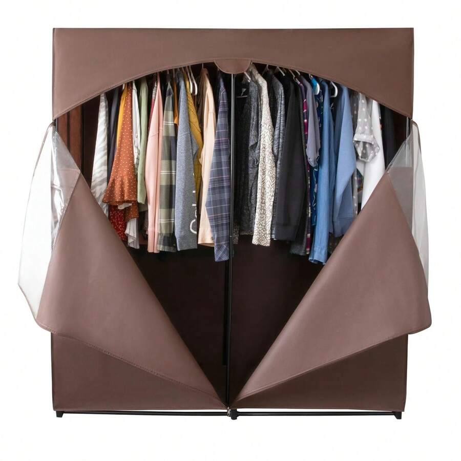 Hold N Storage Portable Wardrobe Closet Heavy Duty Hanging Rod With 50 ...