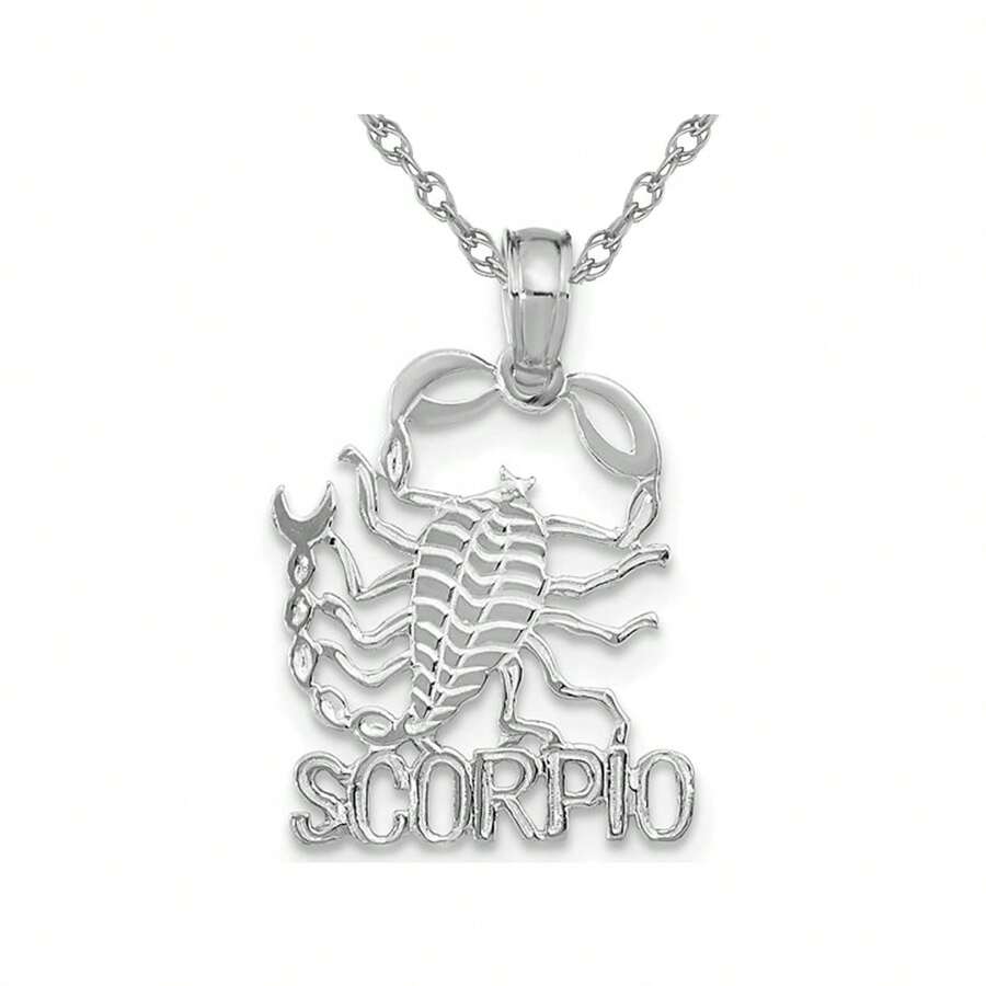 Gem And Harmony 14K White Gold SCORPIO Charm Zodiac Astrology Pendant ...