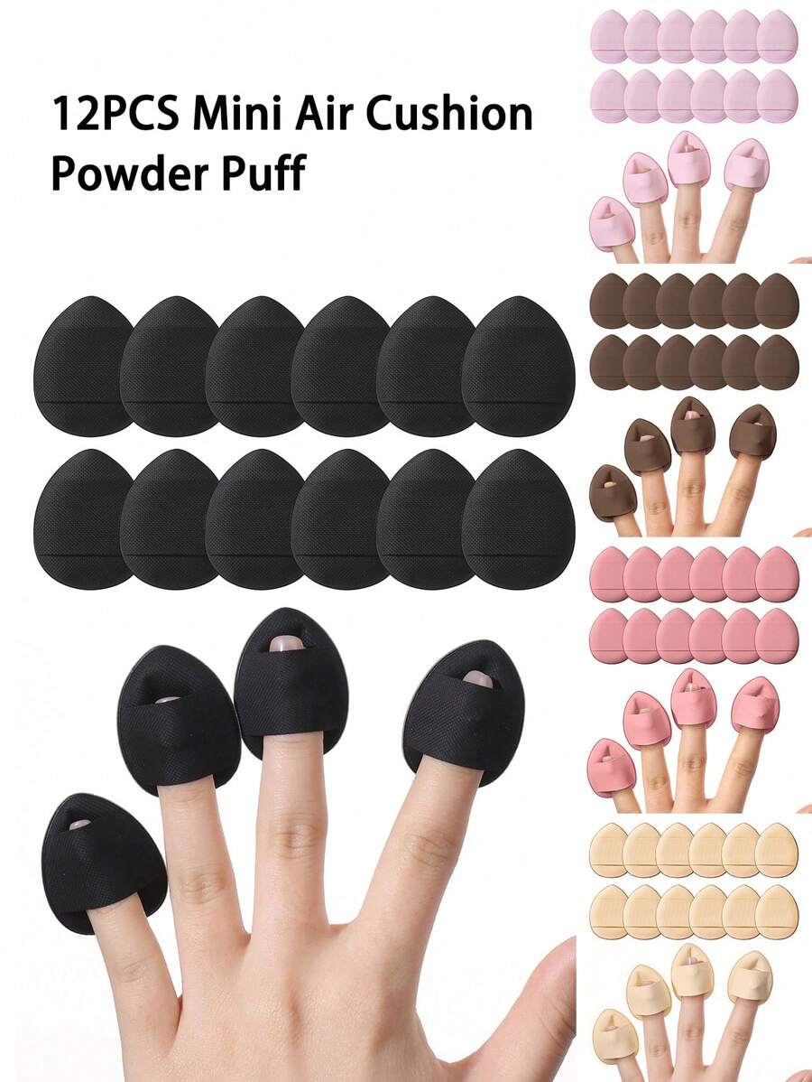 12pcs Finger-Sized Mini Makeup Powder Puffs Set.Including Air Cushion ...