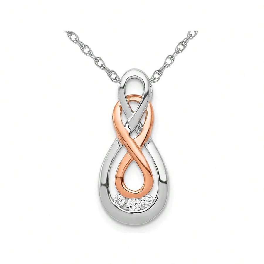 Gem And Harmony Accent Diamond Double Infinity Drop Pendant Necklace In ...
