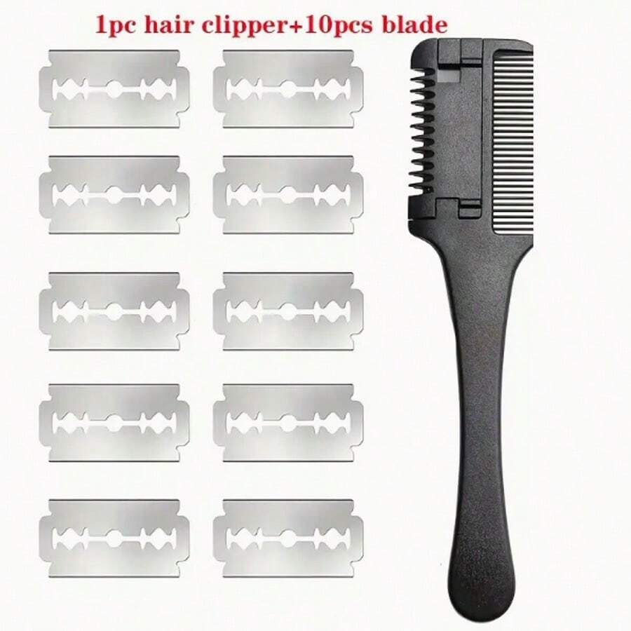 1 Pente de Corte + 10 Lâminas, Corte de Cabelo, Aparação, Ferramentas ...