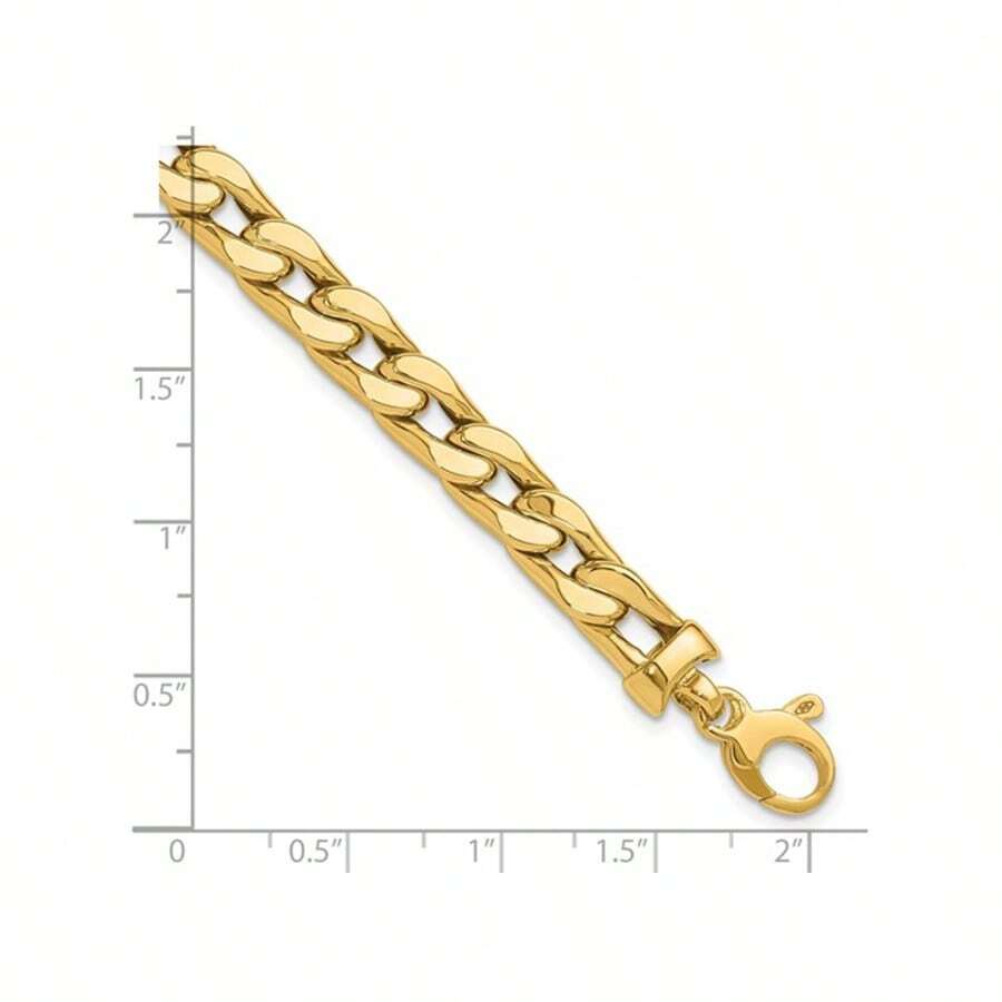Gem And Harmony Mens 14K Yellow Gold Curb Chain Link Bracelet (8.5 ...