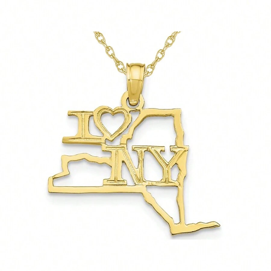 Gem And Harmony 10K Yellow Gold Solid York State Charm Pendant Necklace ...