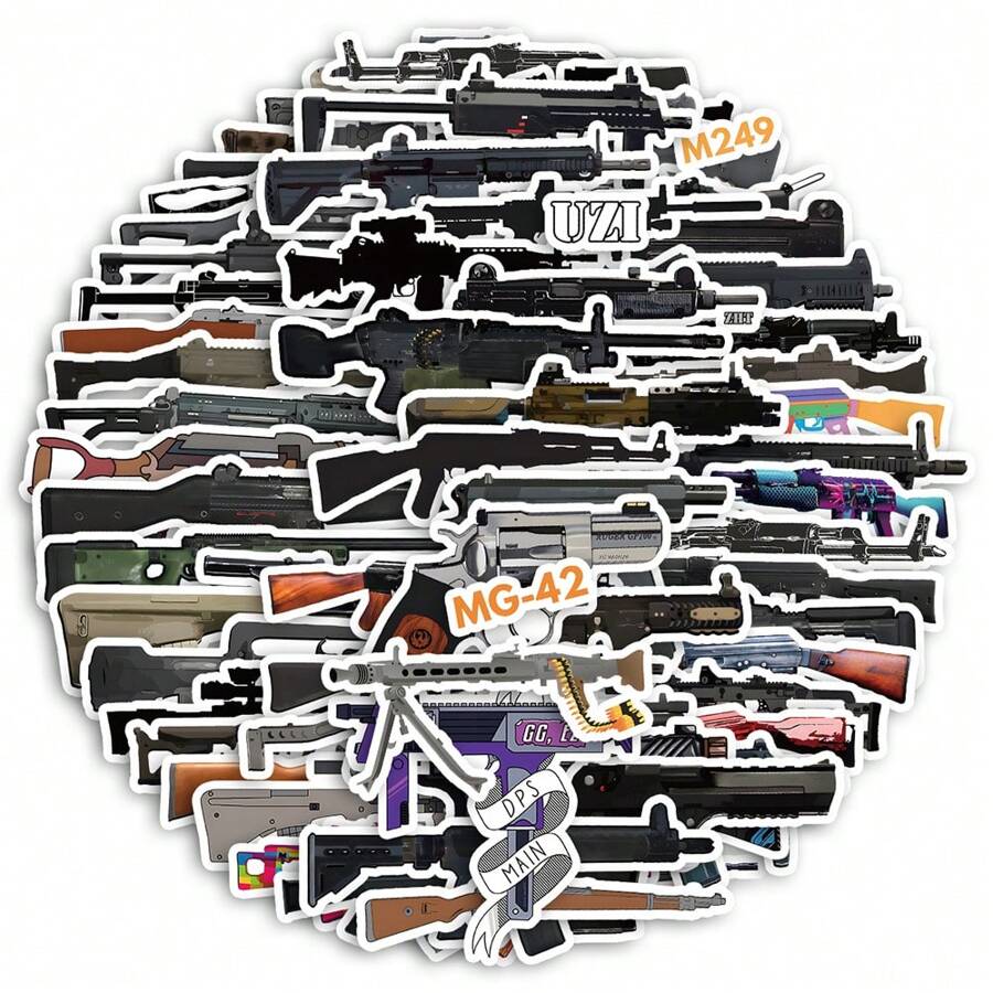 60pcs/Pack Firearms Pistols Guns Stickers For Laptop Refrigerator ...