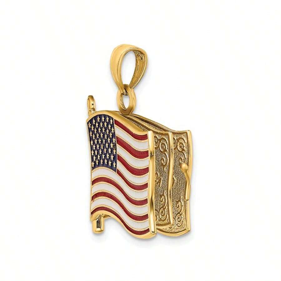 Gem And Harmony 14K Yellow Gold Pledge Of Allegiance American Flag Book ...