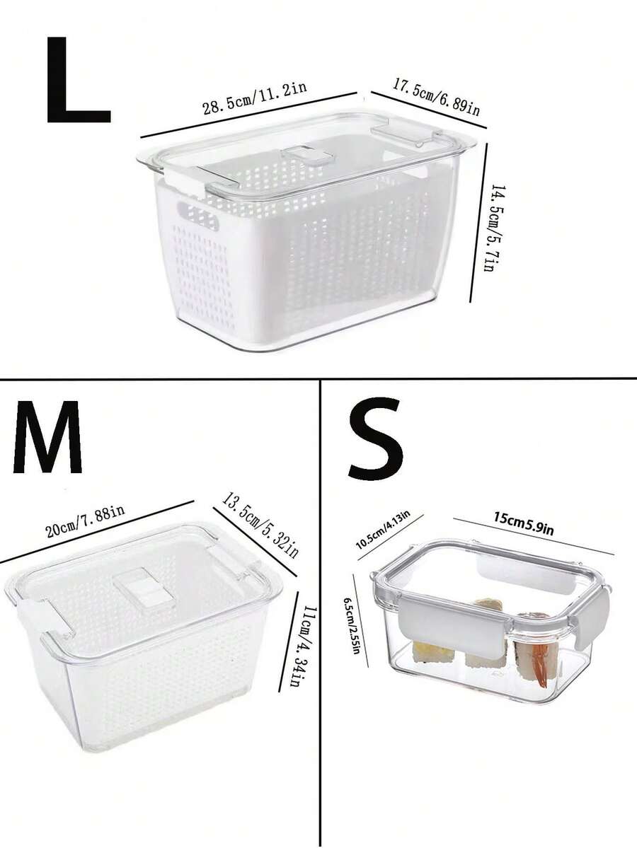 صندوق حفظ الطعام الشفاف 1/2/3 قطعة، صندوق محكم الإغلاق ذو فتحات للتصريف ...