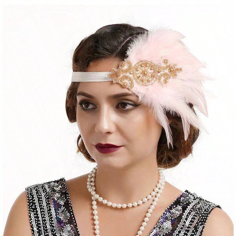 Conjunto de banda para la cabeza con plumas de los años 1920 estilo ...