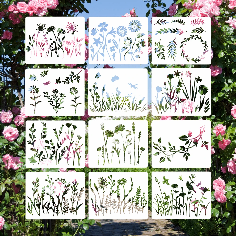 12 Pieces Of 4.7inch/12cm*5.9inch/15cm Flower Template For Painting ...