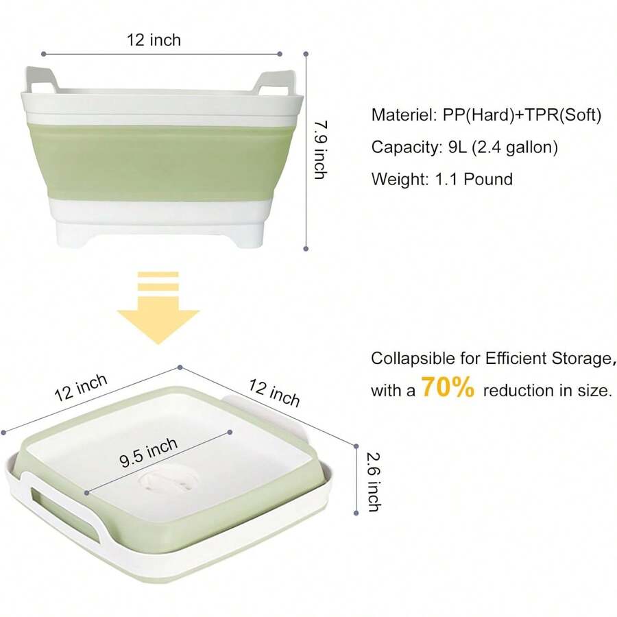 Collapsible Wash Basin 9L-Dish Pans For Washing Dishes In Sink Washing ...